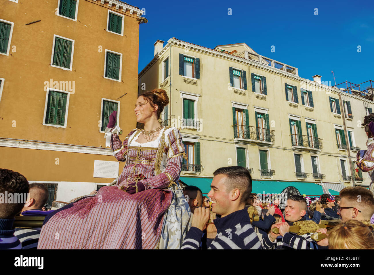 Venice, Italy Carnival celebration Festa delle Marie walking parade ...
