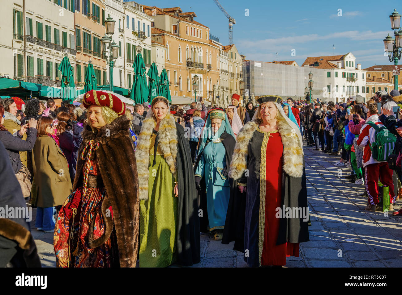 Venice, Italy Carnival celebration Festa delle Marie walking parade ...