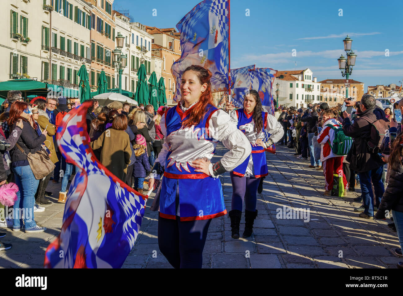 Venice, Italy Carnival celebration Festa delle Marie walking parade ...