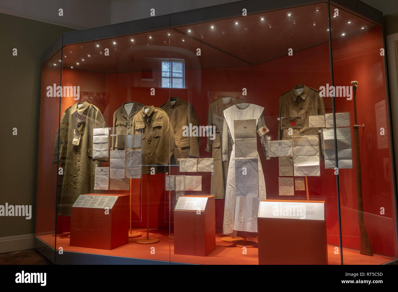 Display of World War One military and medical uniforms and documents ...