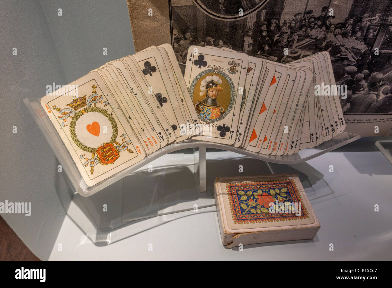 A pack of playing cards from World War One on display in the York ...