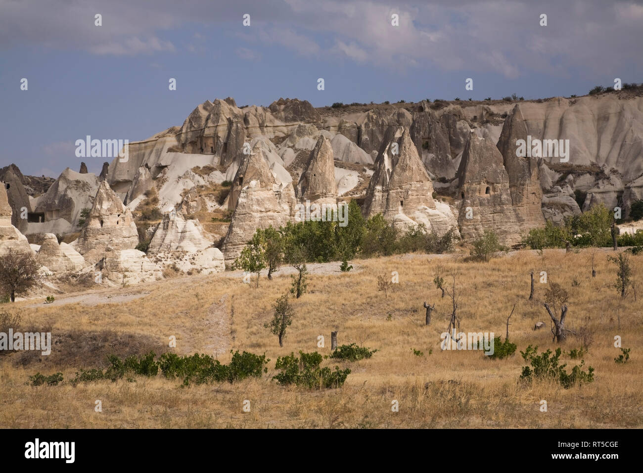 Rock-cut cave dwellings in the Valley of Love near Goreme, Cappadocia ...