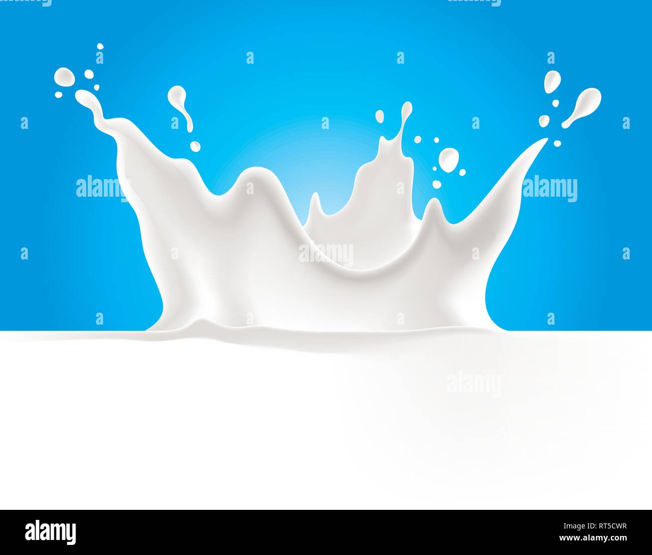 Milk splash vector illustration on blue background Stock Vector Image ...
