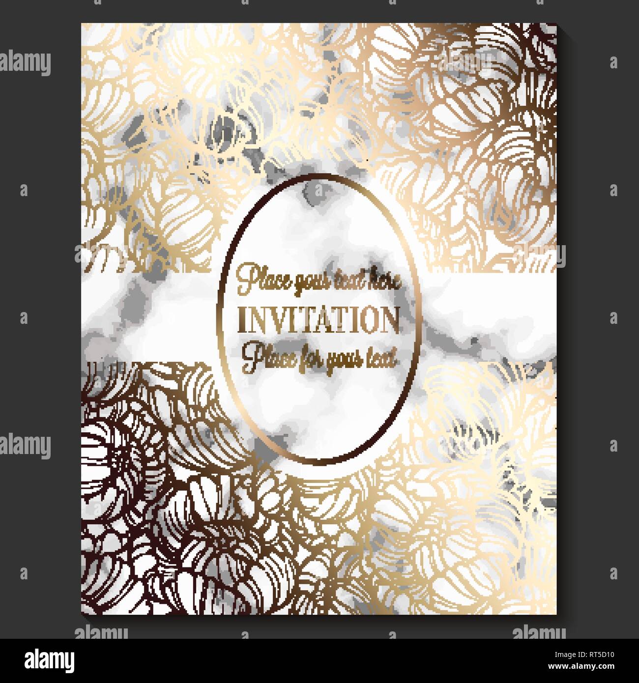 Luxury and elegant wedding invitation cards with marble texture and ...
