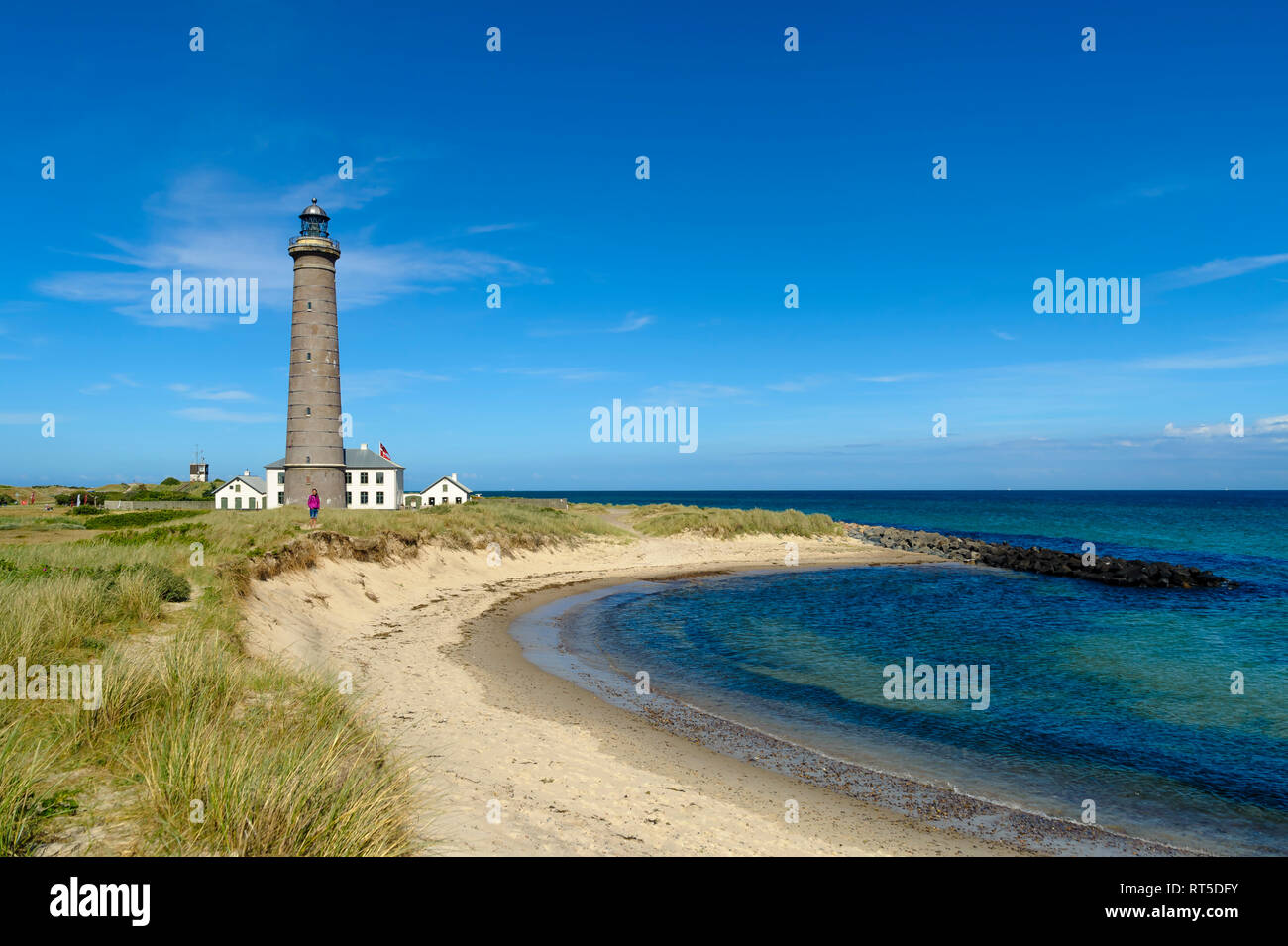 Denmark, Jutland, Skagen, Grenen, grey lighthouse Stock Photo - Alamy