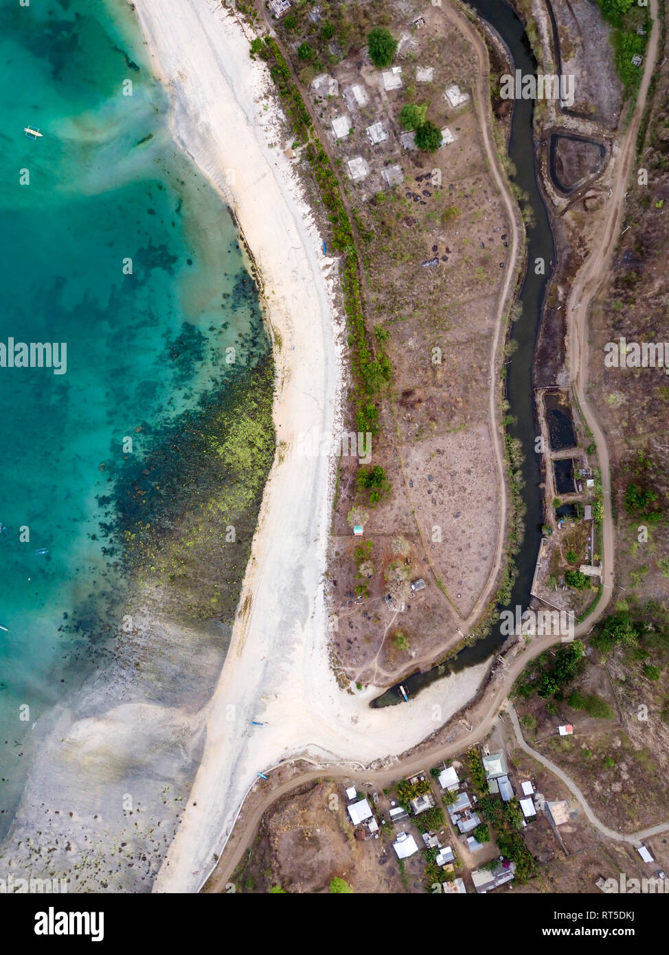 Indonesia, West Sumbawa, Maluk beach, Aerial view of Super Suck surf ...