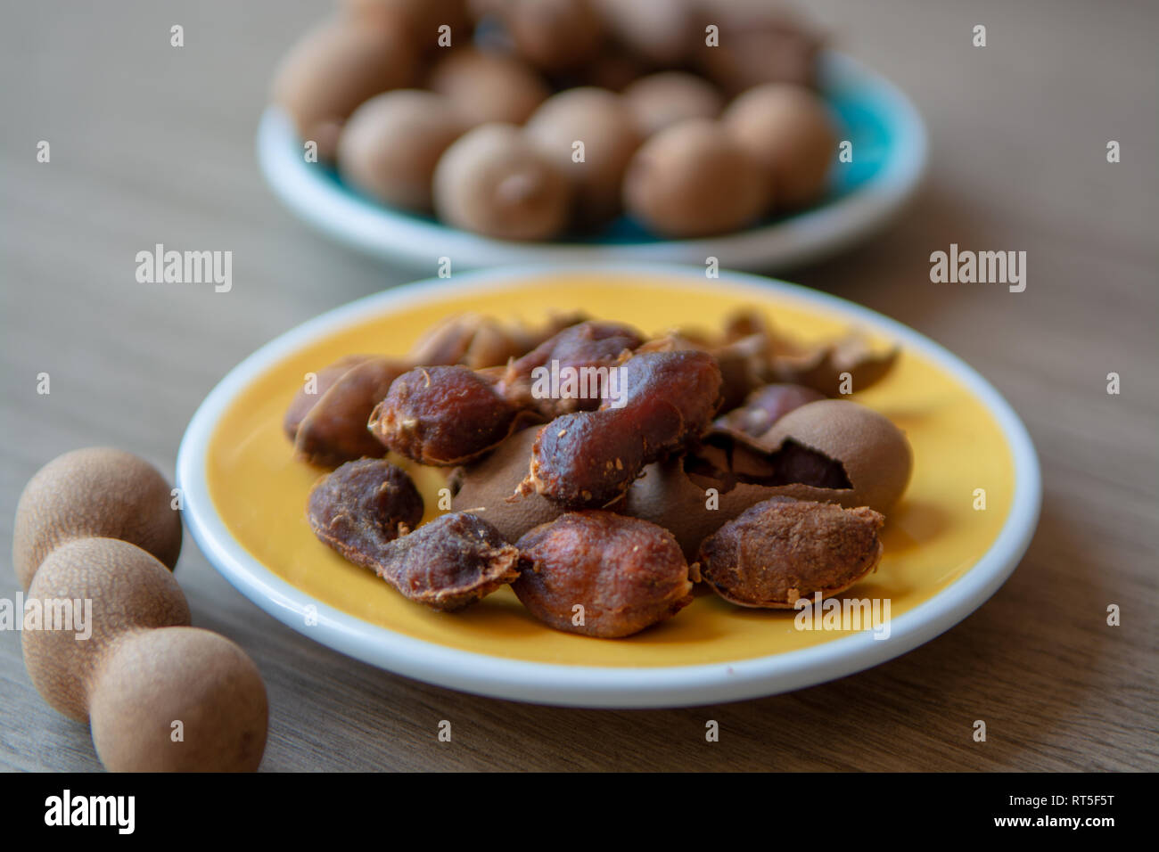Fruits of tropcal Africal tree tamarind, used in cooking, traditional ...