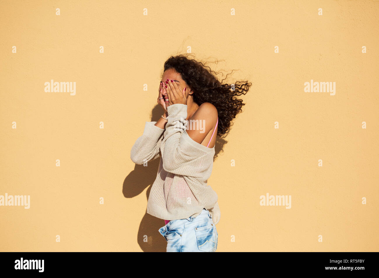 Portrait of teenage girl, obscured face Stock Photo - Alamy