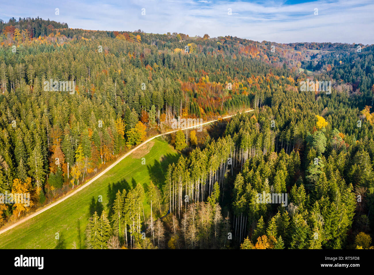 Germany, Baden-Wuerttemberg, Swabian Franconian forest, Aerial view of ...