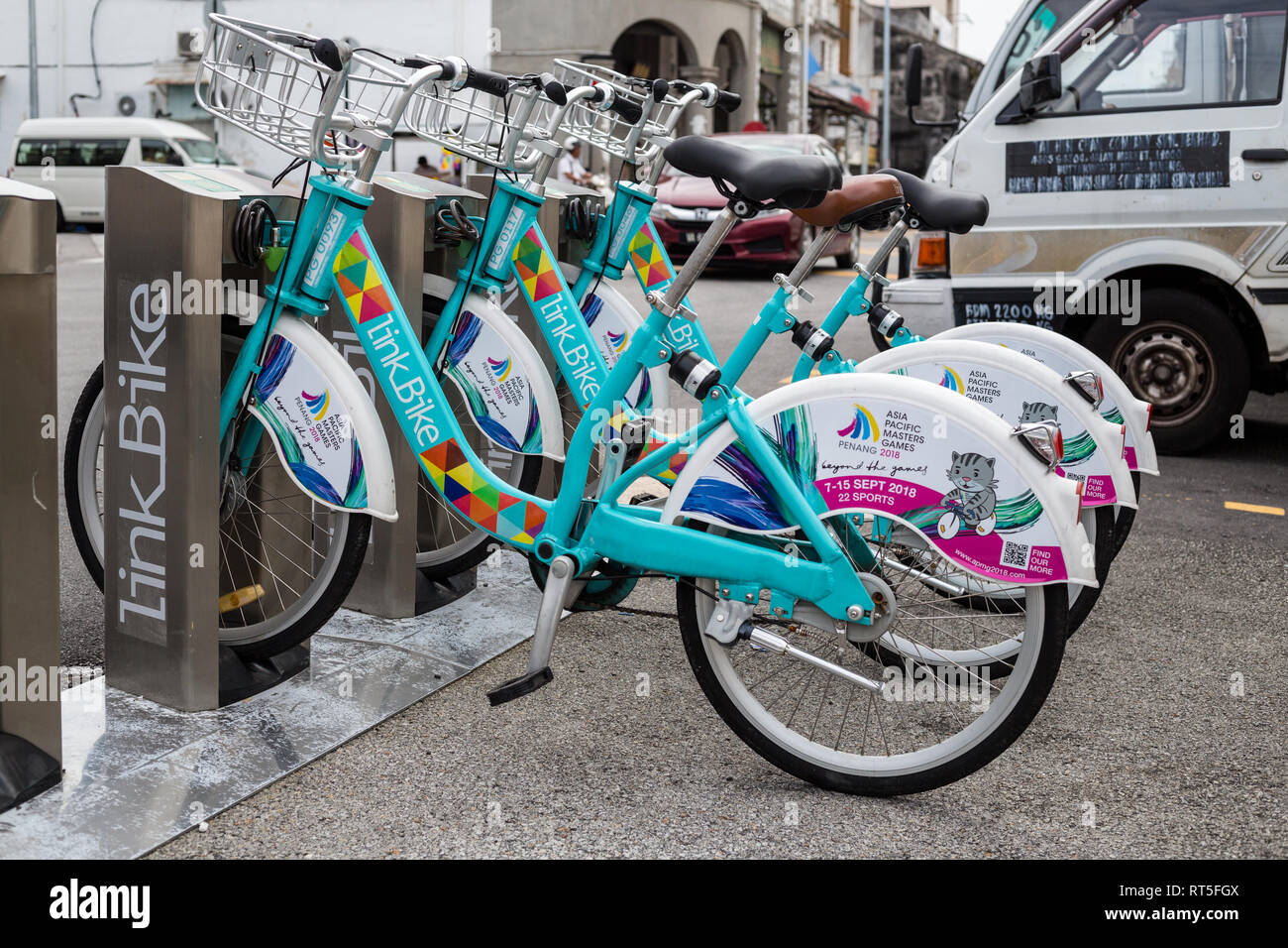 George Town, Penang, Malaysia. Bicycles for Hire Stock Photo - Alamy