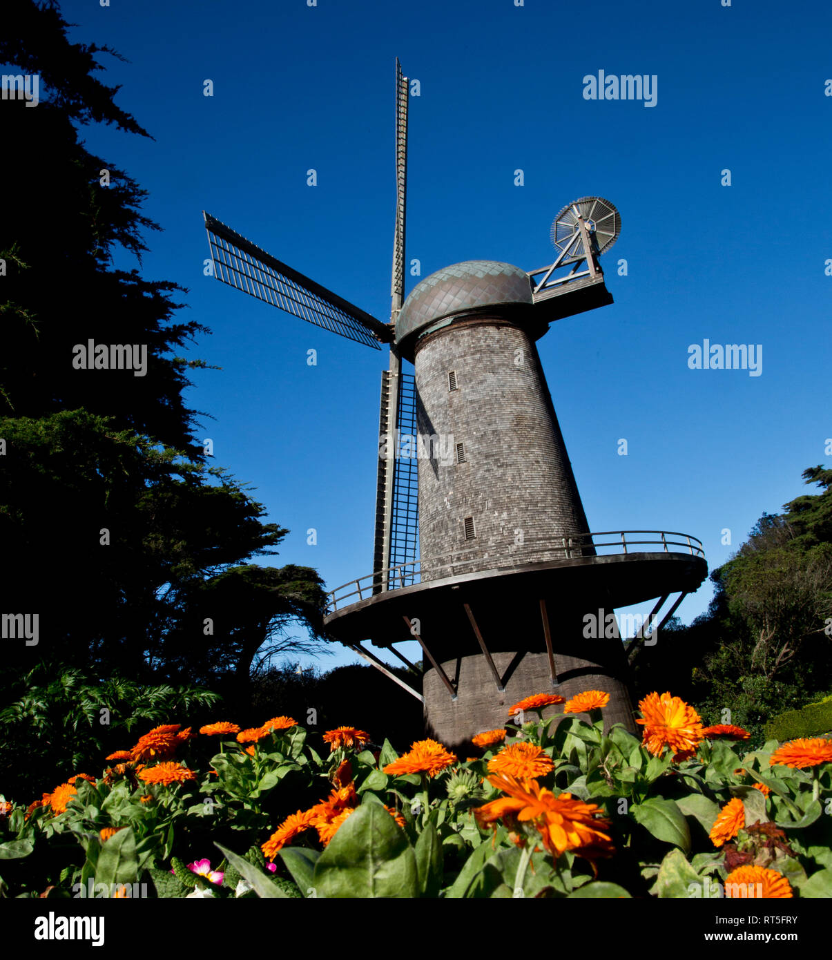 Views of the North Windmill in Golden Gate Park, San Francisco Stock ...