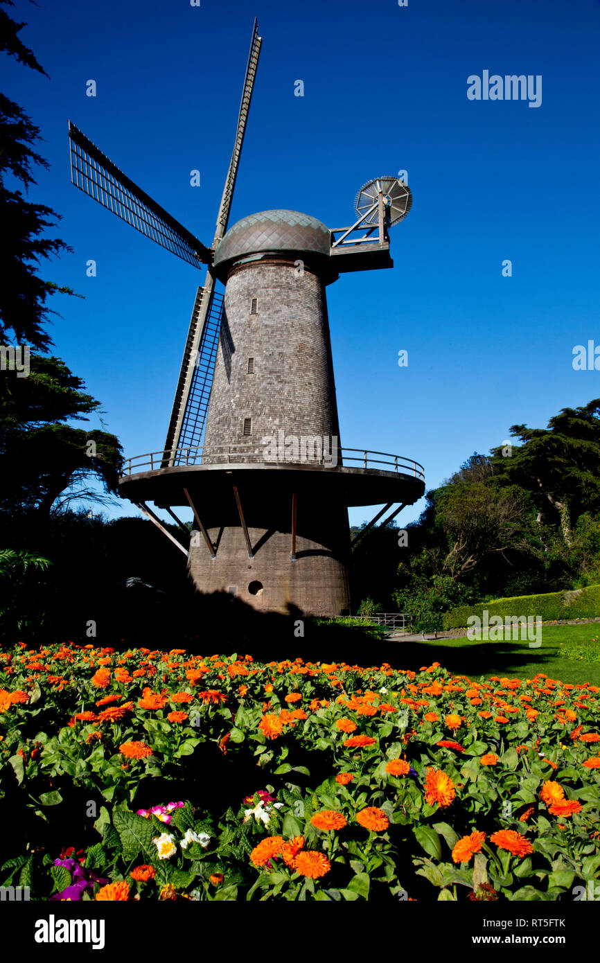 Views of the North Windmill in Golden Gate Park, San Francisco Stock ...