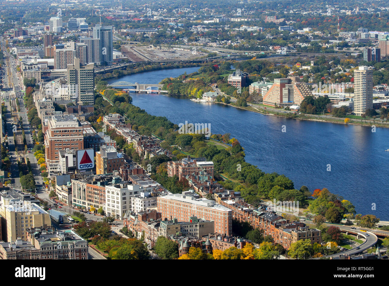 An aerial view including the Fenway/ Kenmore neighborhood and the ...