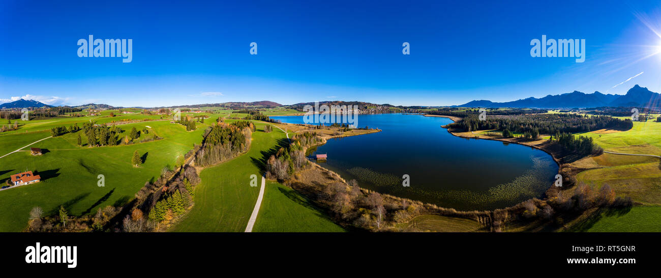 Germany, Bavaria, East Allgaeu, Fuessen region, Hopfen am See, Aerial ...