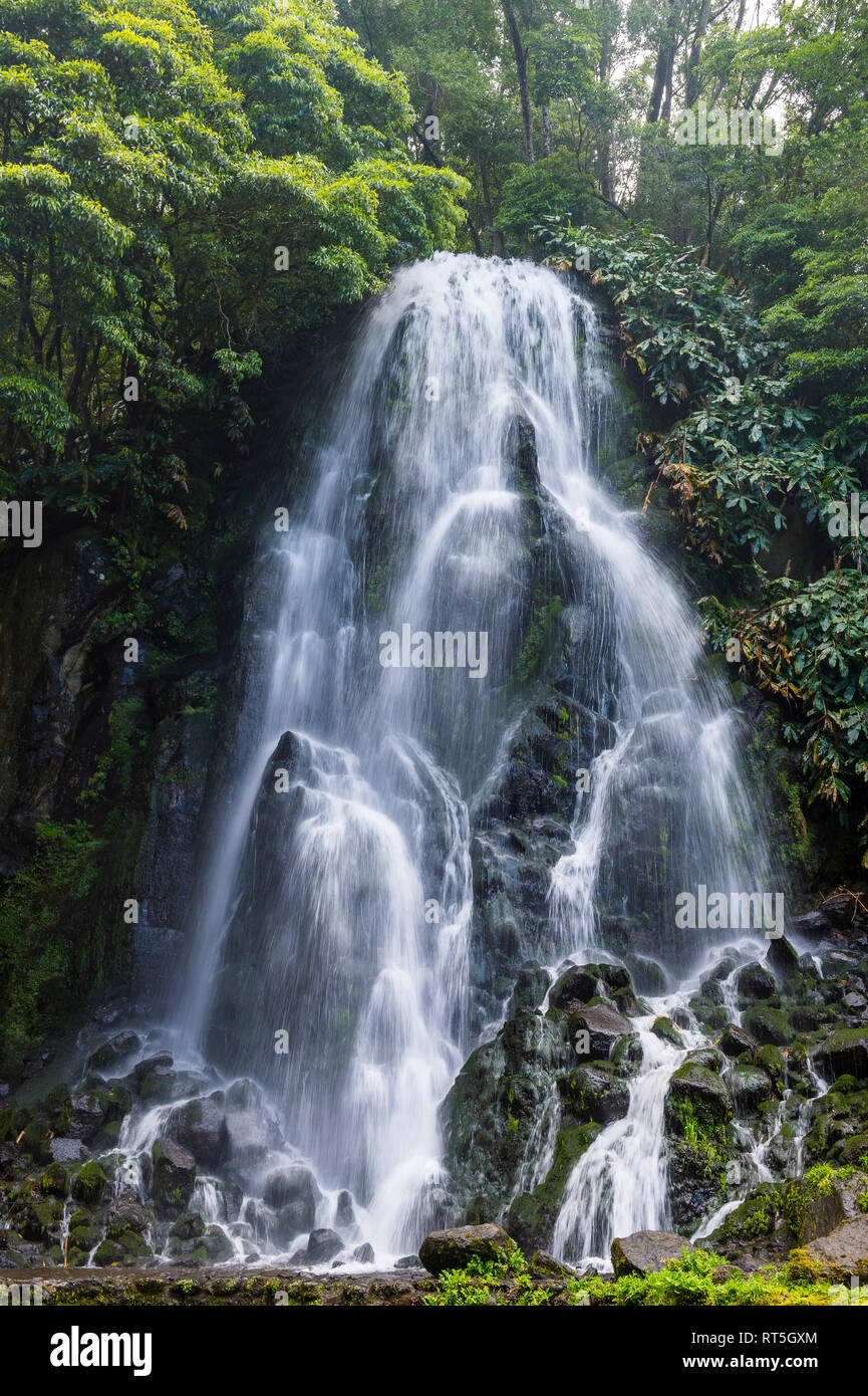 Portugal, Azores, Sao Miguel, Achada waterfall in Achada Stock Photo ...