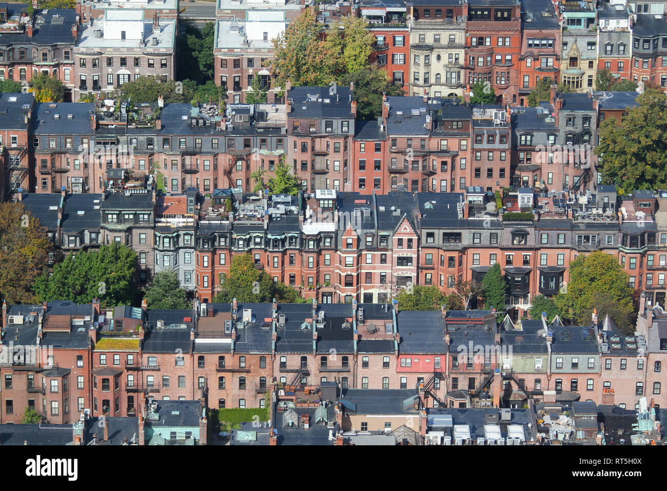 Aerial view of architecture in the Back Bay neighborhood, Boston ...