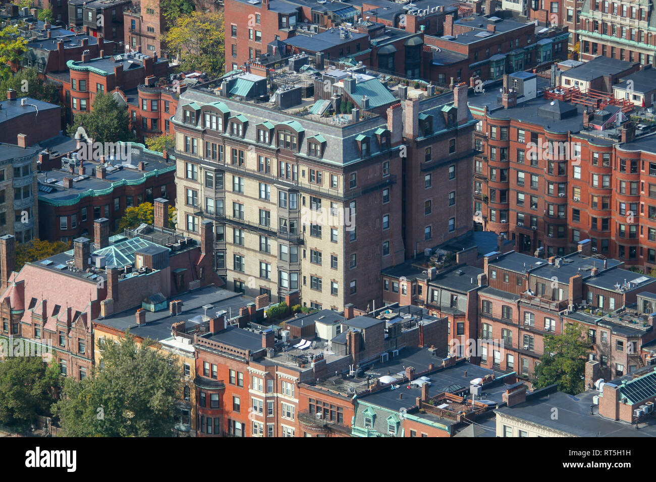 Aerial view of architecture in the Back Bay neighborhood, Boston ...
