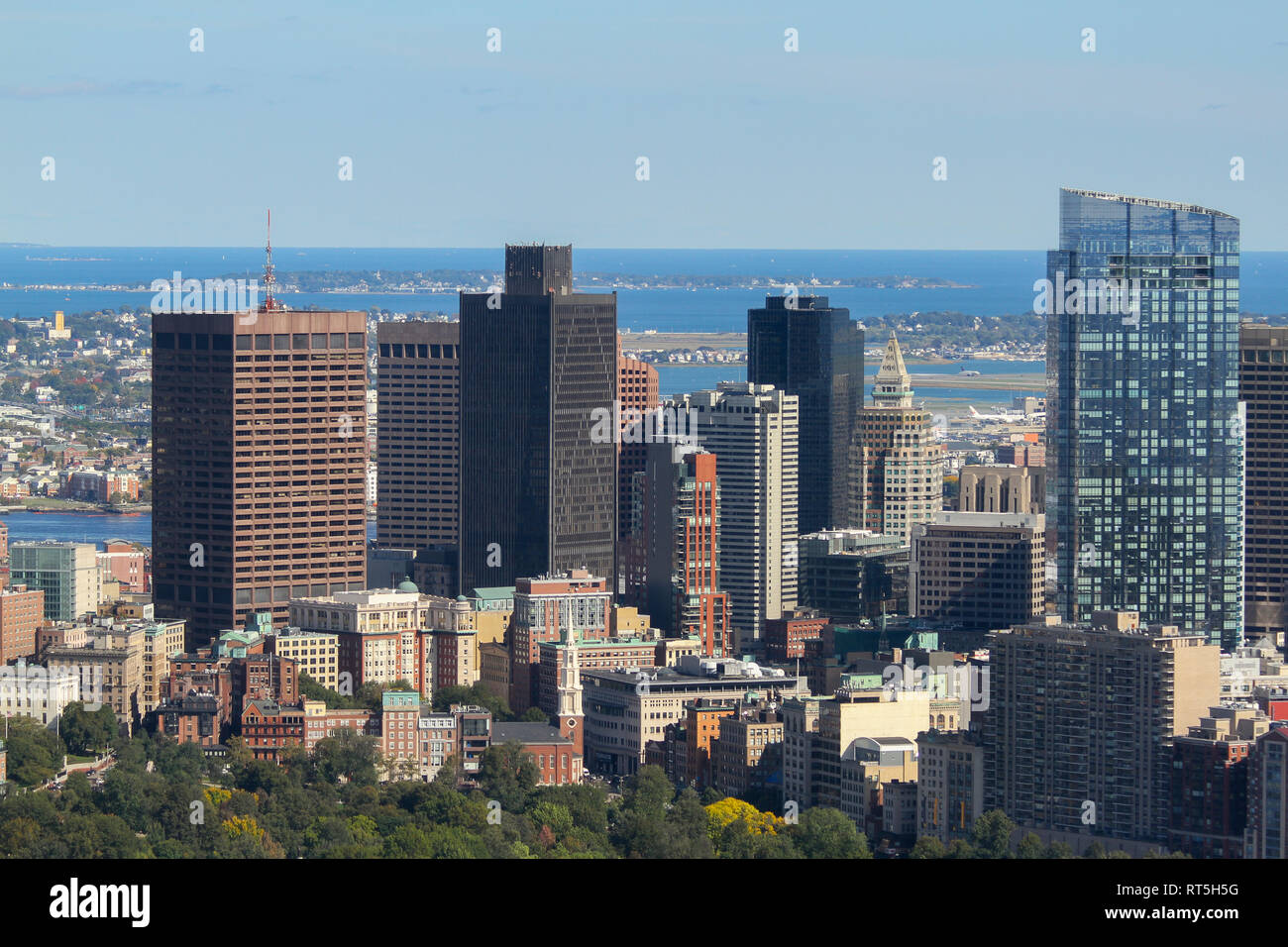 Skyscrapers rising over older architecture in Boston, Massachusetts ...