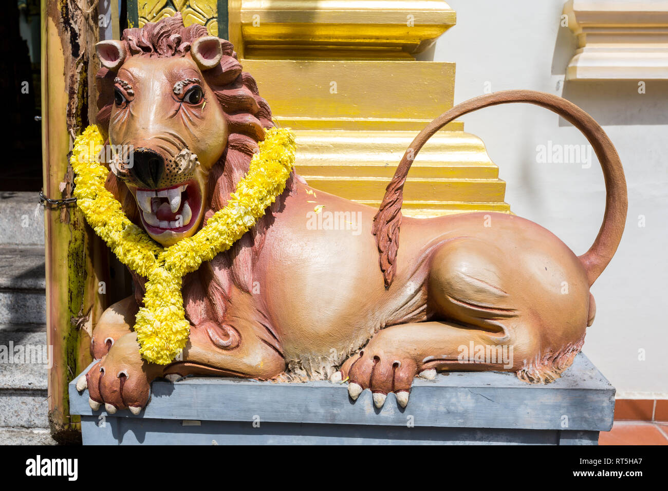 Guardian Lion outside Hindu Temple, Sri Maha Mariamman, George Town ...