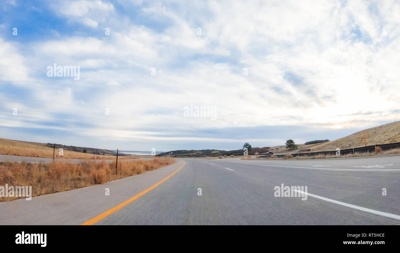 Driving on paved road in rural area Stock Photo - Alamy