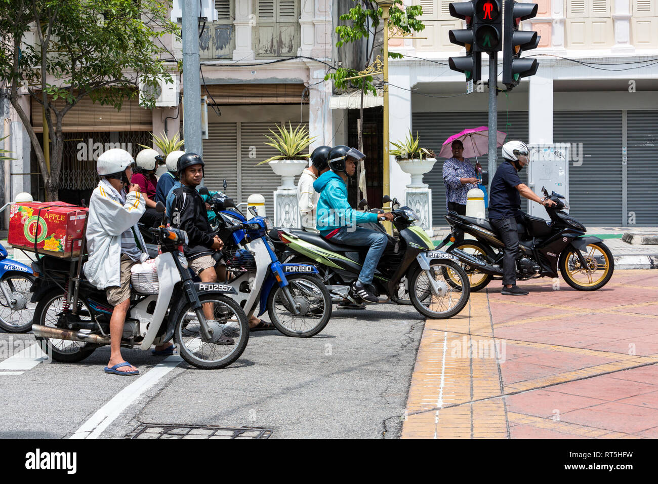 Motorbike Traffic, George Town, Penang, Malaysia Stock Photo - Alamy