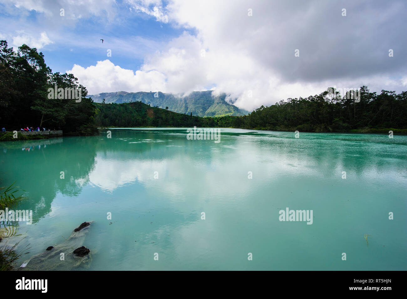 Indonesia, Java, Dieng Plateau, crater lakes Telaga Warna and Telaga ...