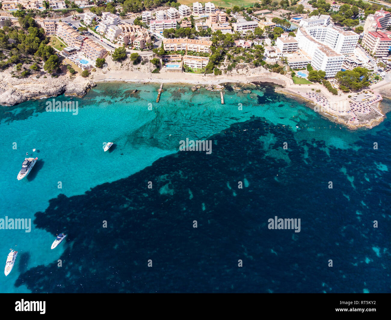 Spain, Baleares, Mallorce, Calvia region, Costa de la Calma, Aerial ...