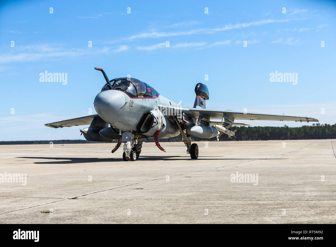 A U.S. Marine Corps EA-6B Prowler taxis down the flight line at Marine ...