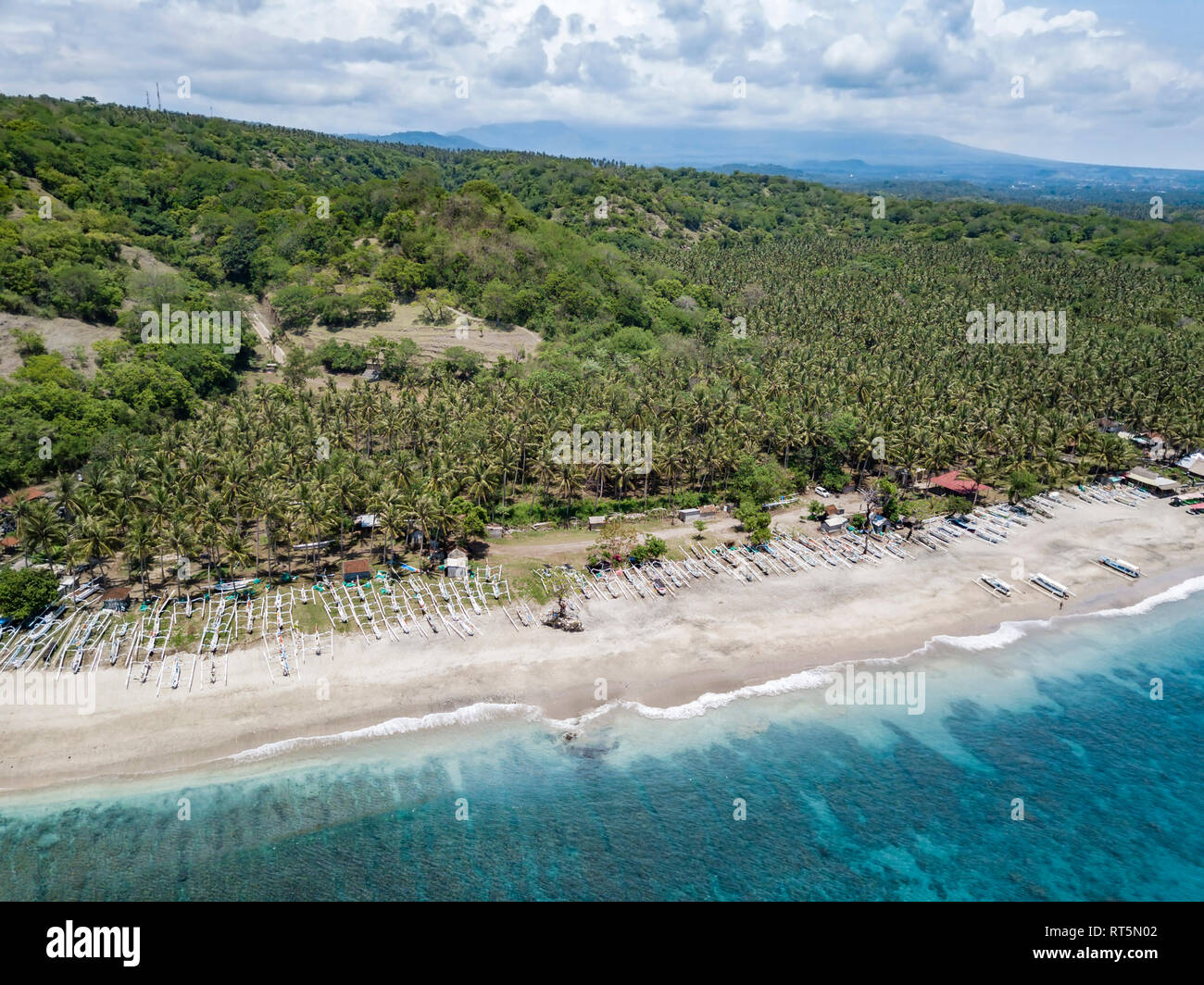 Indonesia, Bali, Karangasem, Aerial view of virgin beach Stock Photo ...