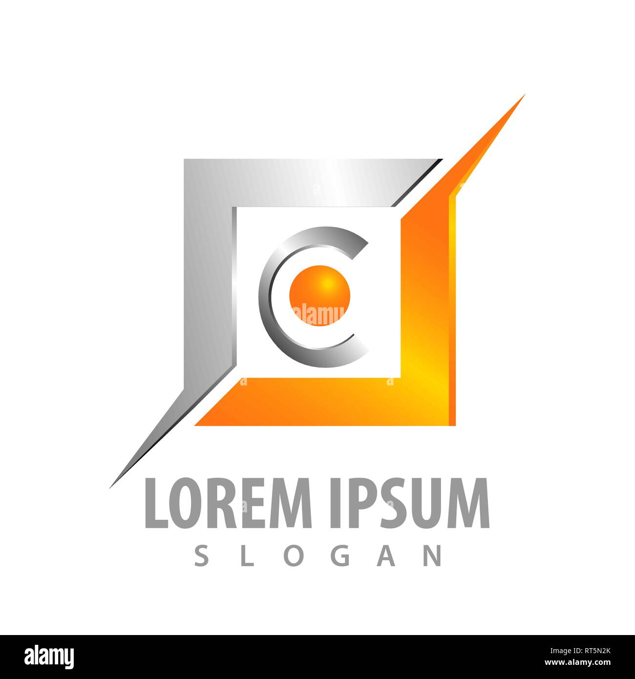 logo concept design. Shiny square with letter C. Symbol graphic ...