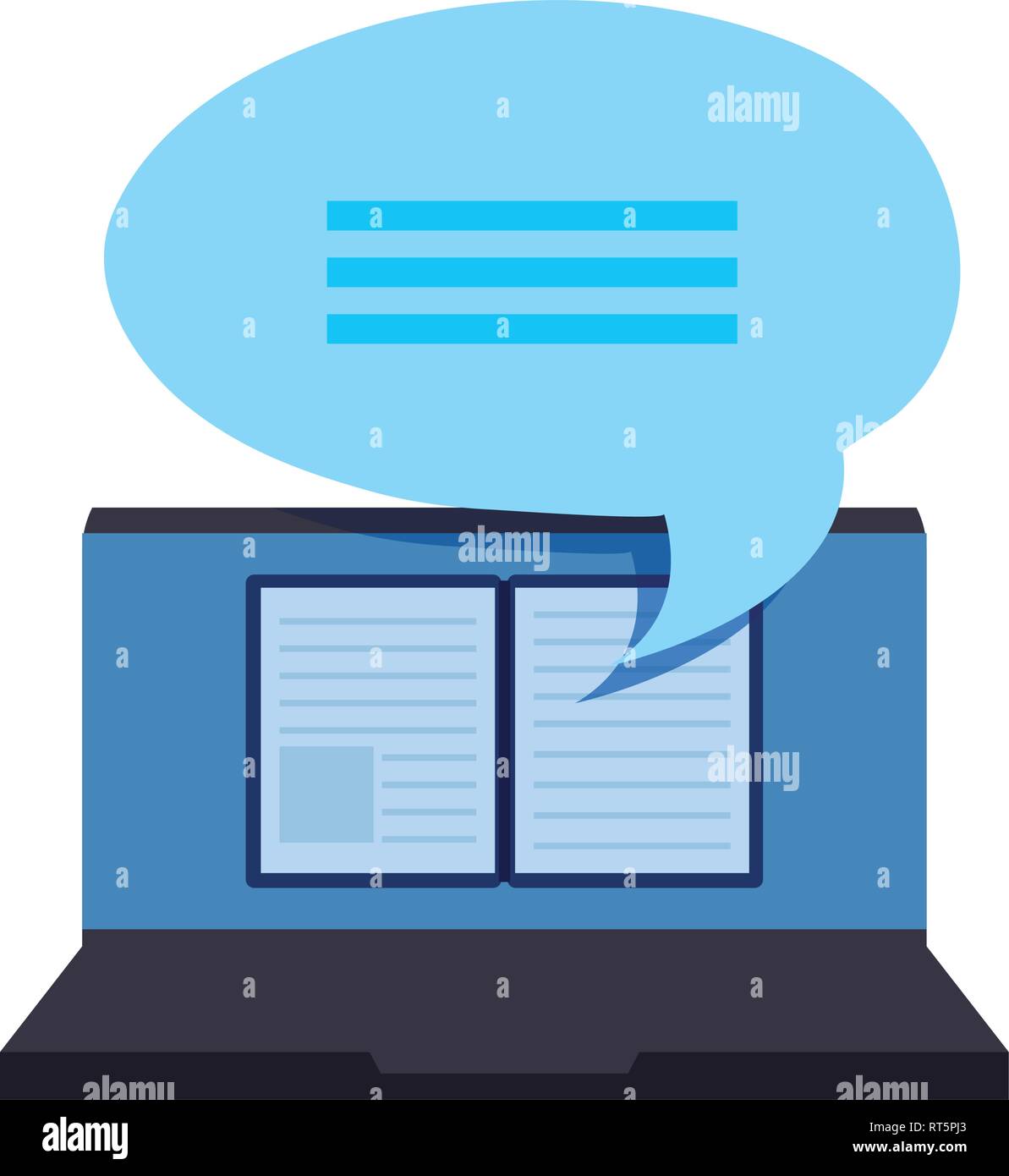 laptop message ebook online education school vector illustration Stock ...