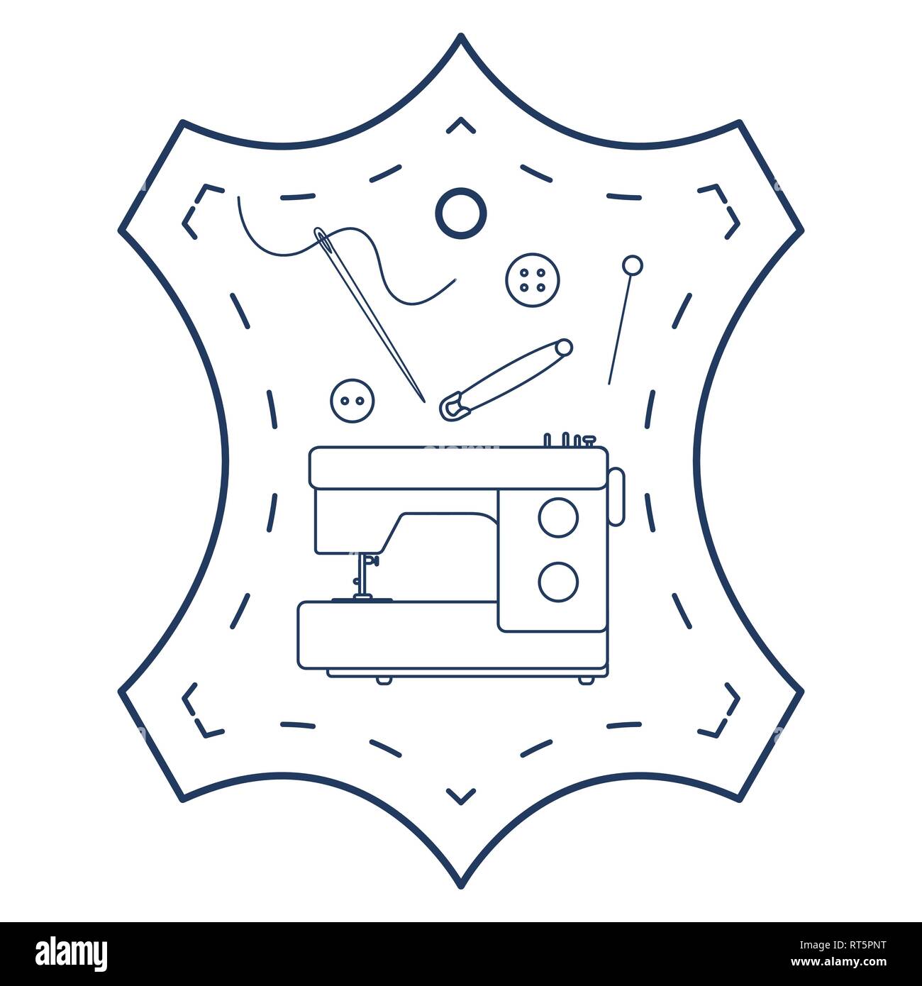 Vector illustration with tools and accessories for sewing. Button ...