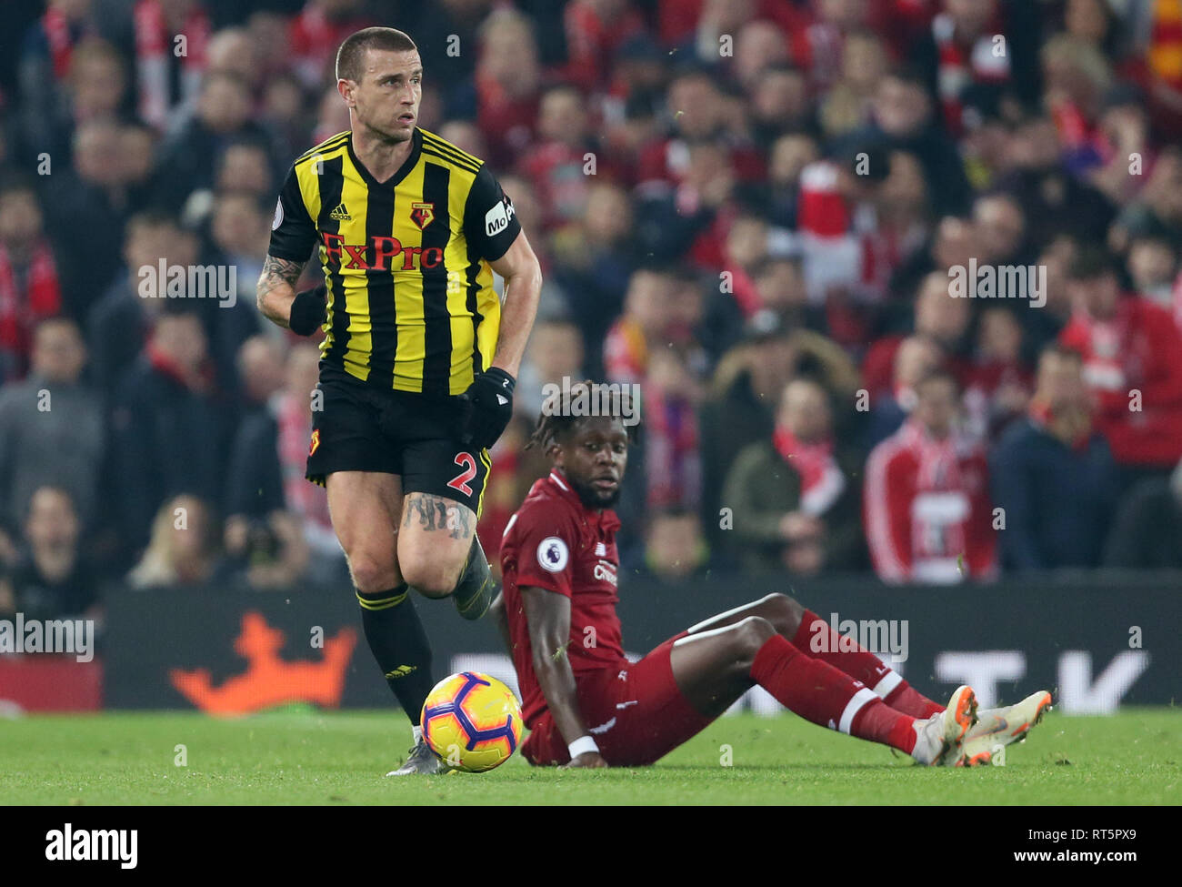 Watford's Daryl Janmaat on the ball during the Premier League match at ...
