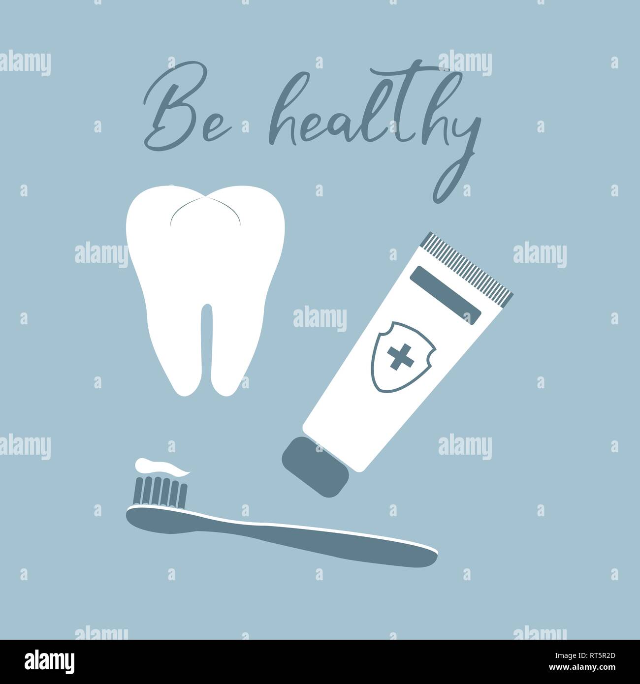 Vector illustration with tooth, toothbrush, toothpaste. Dental clinic ...