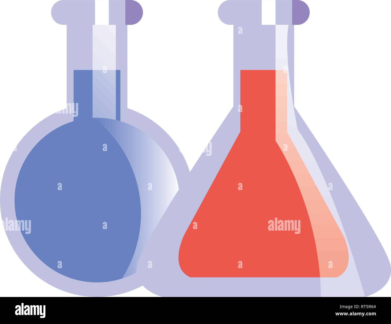 science laboratory flasks on white background vector illustration Stock ...