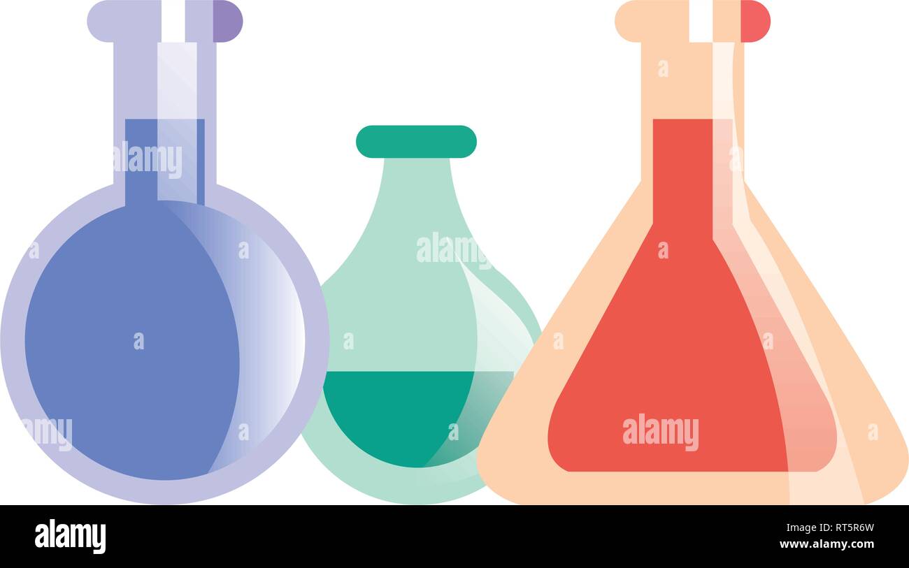 science laboratory flasks on white background vector illustration Stock ...