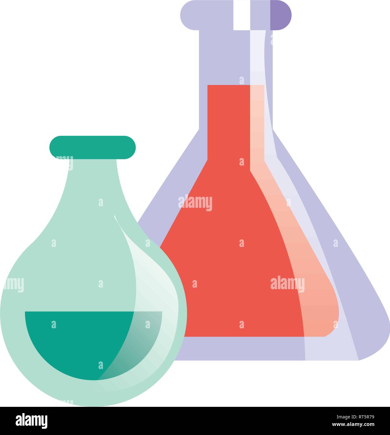 science laboratory flasks on white background vector illustration Stock ...