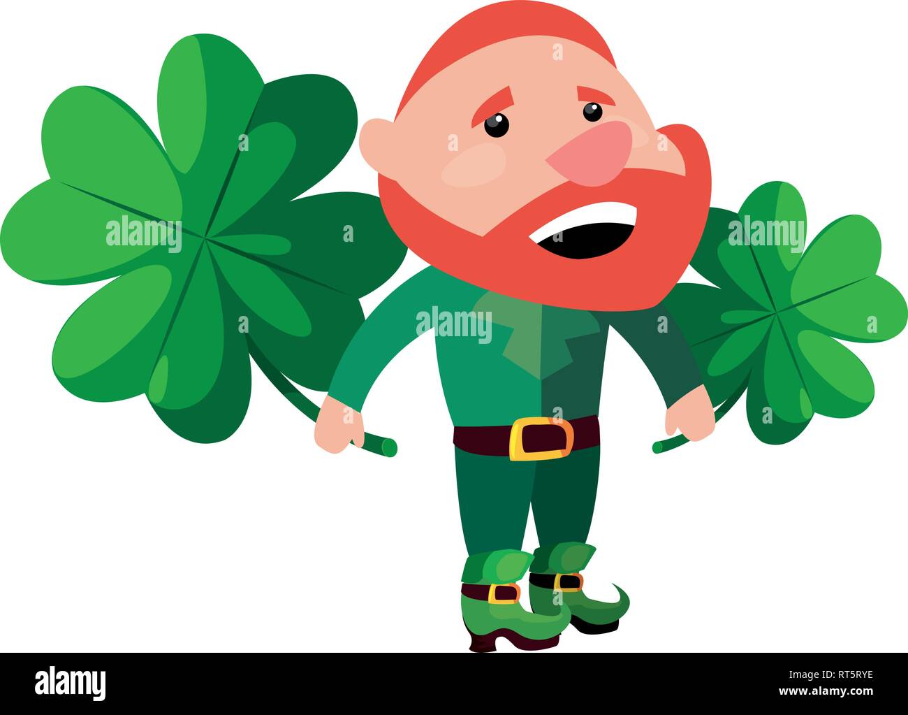 leprechaun holding clovers st patricks day vector illustration Stock ...