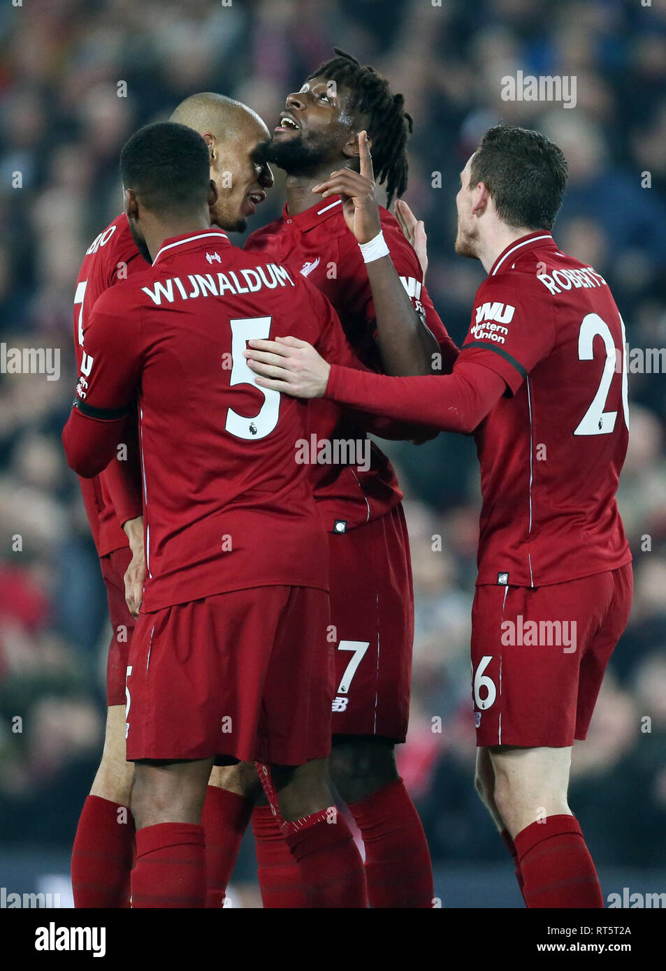 Liverpool's Divock Origi celebrates scoring his side's third goal of ...