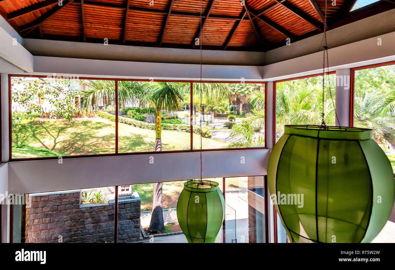 The interior/inside of one of the buildings at the Golkonda resorts and ...