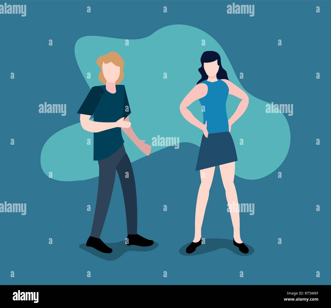 man and woman standing activities vector illustration Stock Vector ...