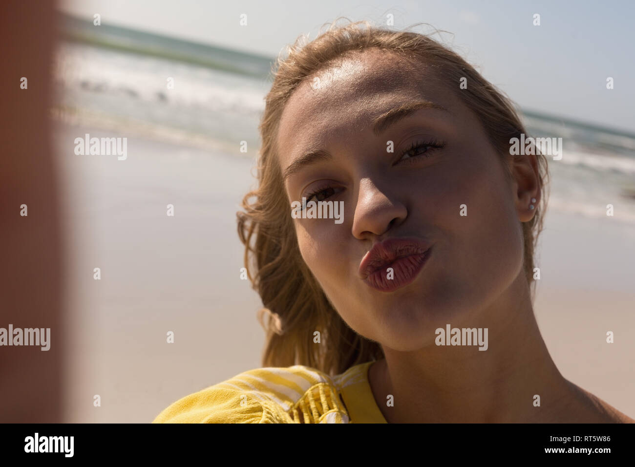 Woman fun on beach hi-res stock photography and images - Alamy