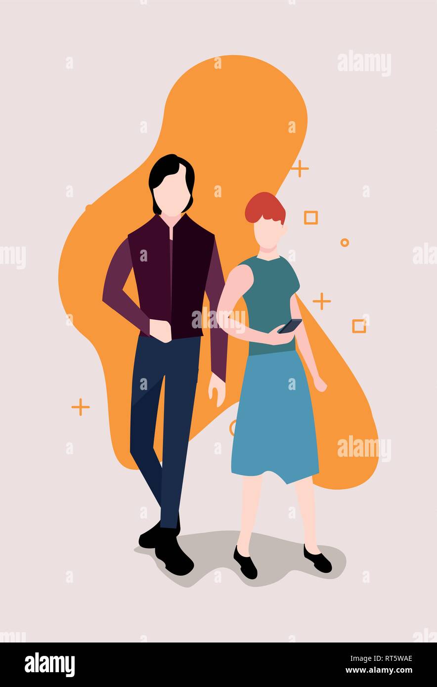man and woman standing activities vector illustration Stock Vector ...
