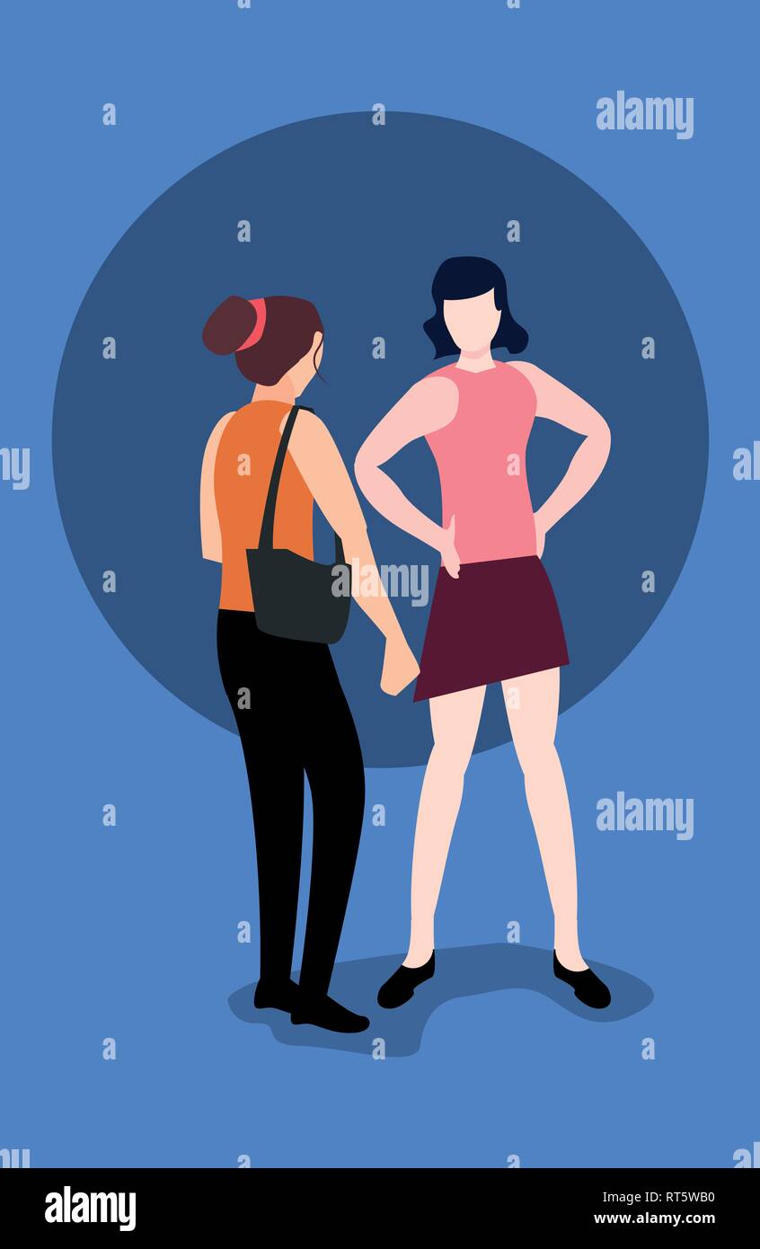 women talking standing together characters vector illustration Stock ...