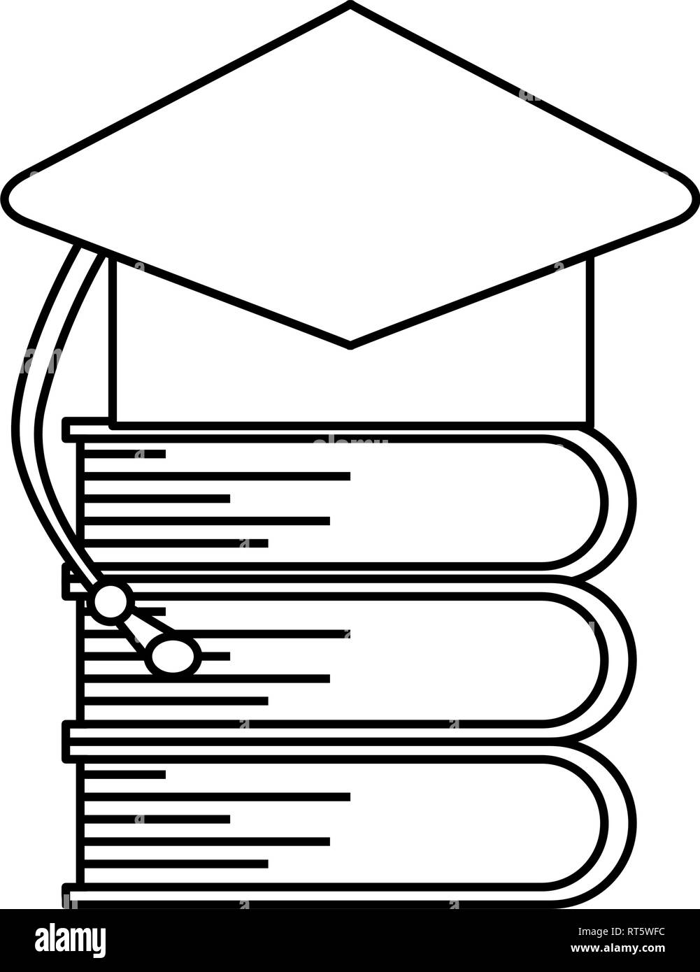 books graduation hat online education school vector illustration Stock ...