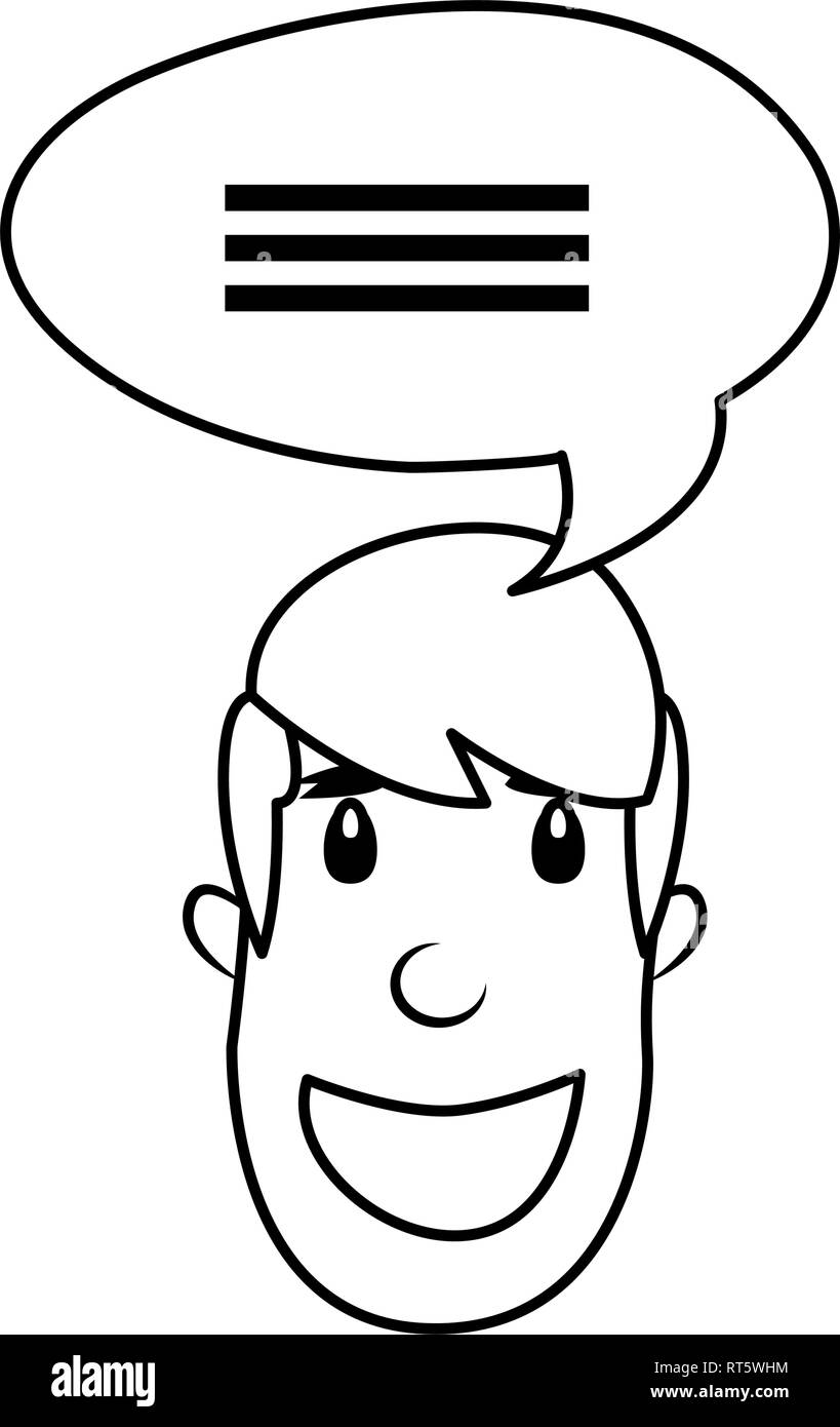 man face speech bubble white background vector illustration Stock ...
