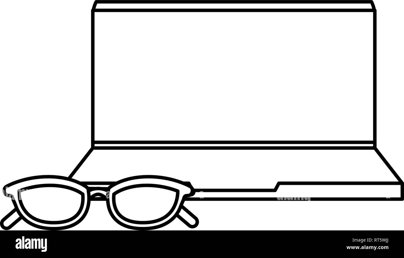 laptop eyeglasses online education school vector illustration Stock ...
