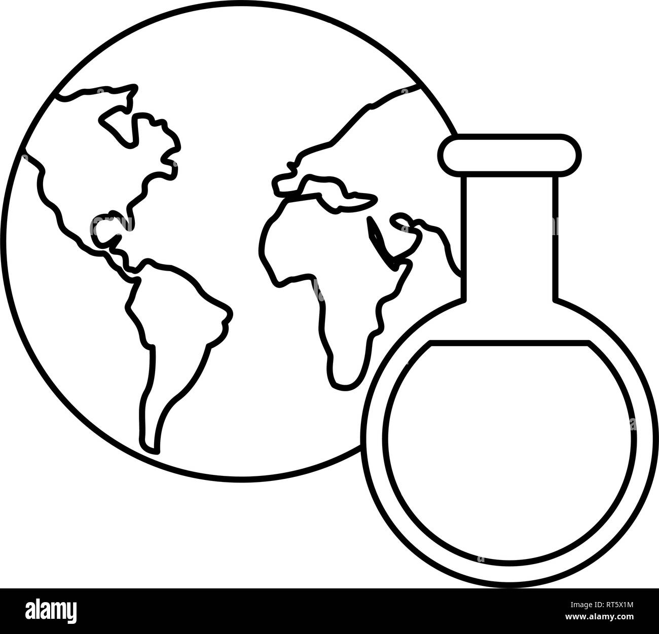 world map and science flask vector illustration Stock Vector Image ...