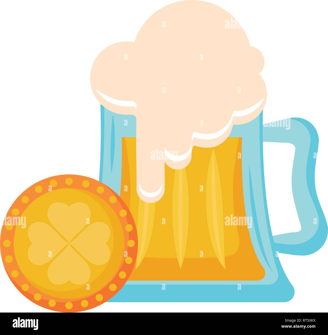 beer jar with coin clover vector illustration design Stock Vector Image ...