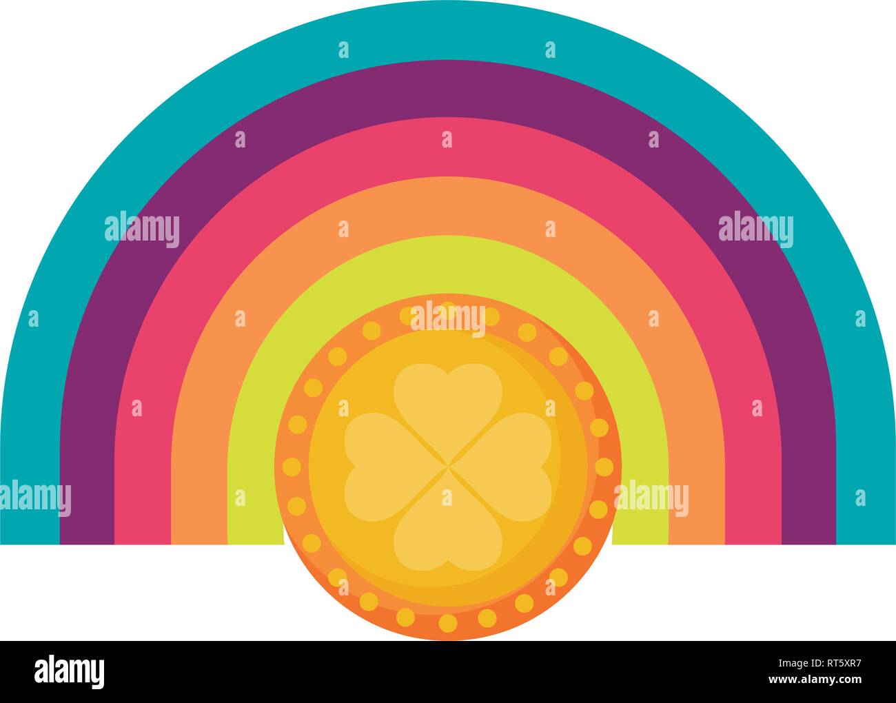 coin with clover and rainbow vector illustration design Stock Vector ...
